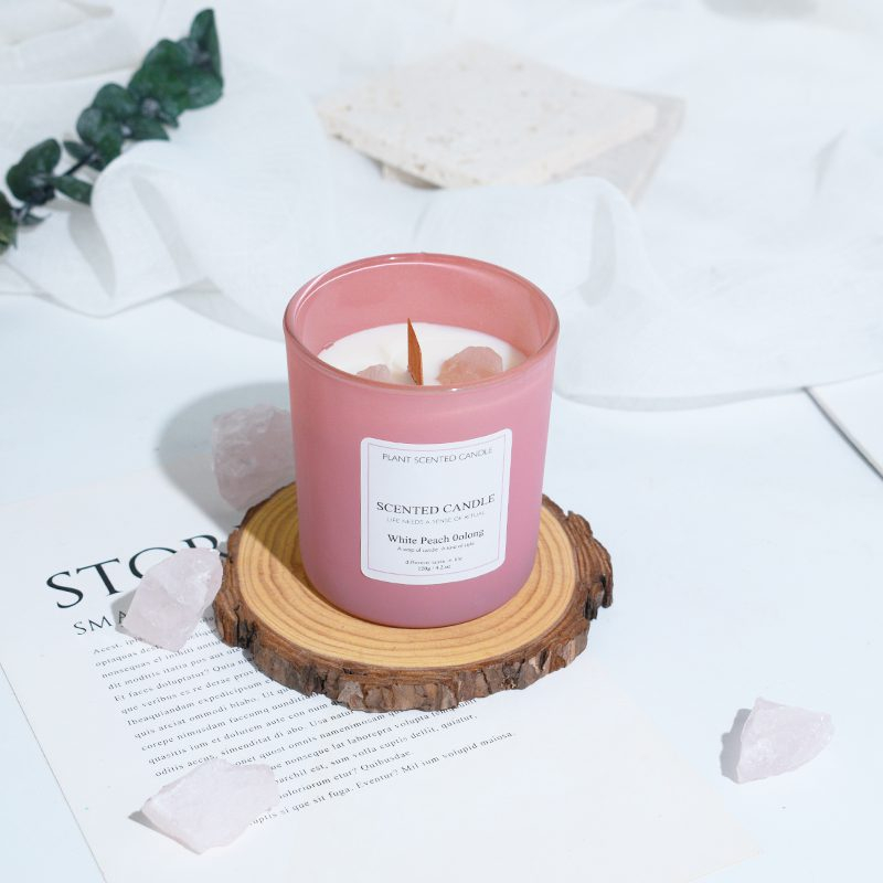 Gemstone Scented Candle with Crystals – 120g Glass Jar